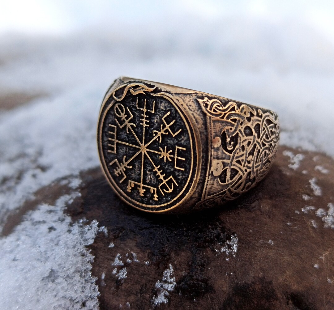 Viking Compass Ring | Norse Jewelry | Vegvisir Rune - Etsy