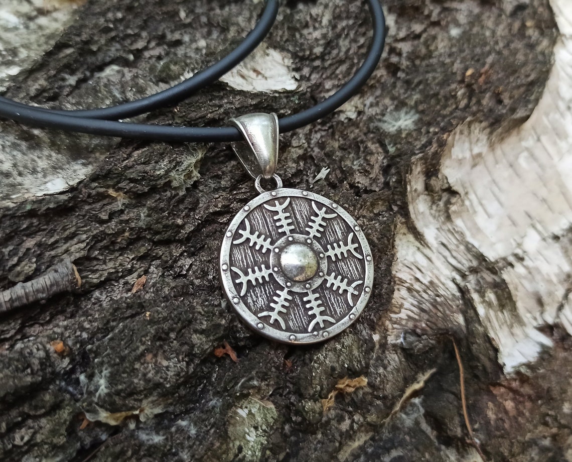 Norse shield pendant Viking rune necklace Nordic jewelry | Etsy