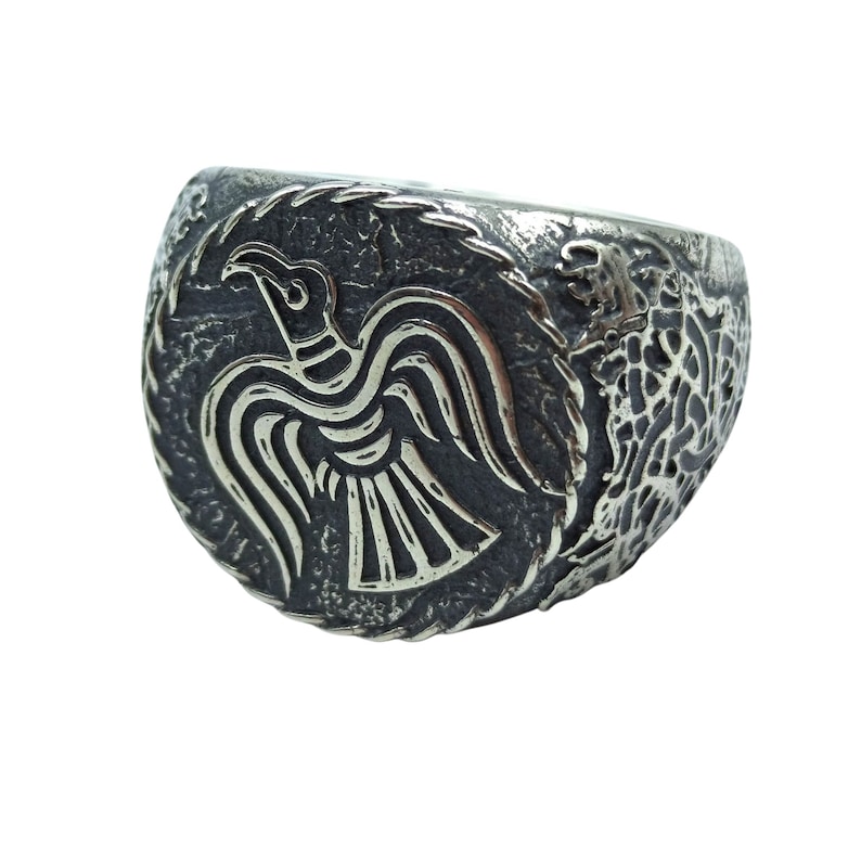 Raven Banner Ring Norse Signet Rings Viking Mens Jewelry - Etsy