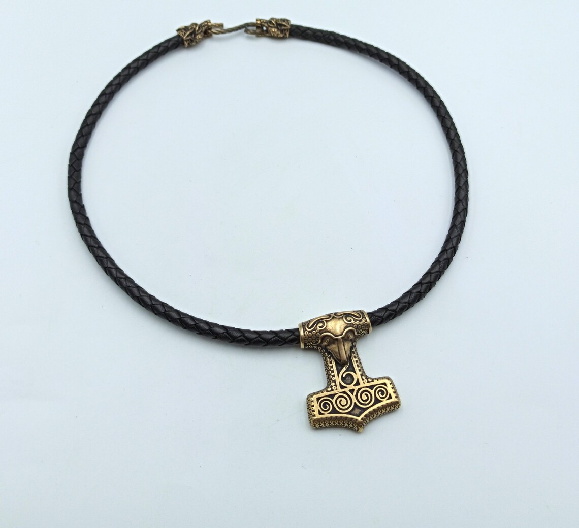 Bronze Mjolnir pendant Norse necklace Viking jewelry | Etsy