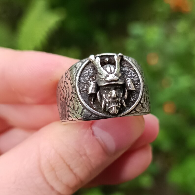 Samurai Helmet Mask Signet Ring Japanese Mythology Jewelry Men - Etsy