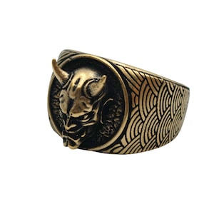 Oni Mask Demon Signet Ring Japanese Mythology Jewelry Men - Etsy