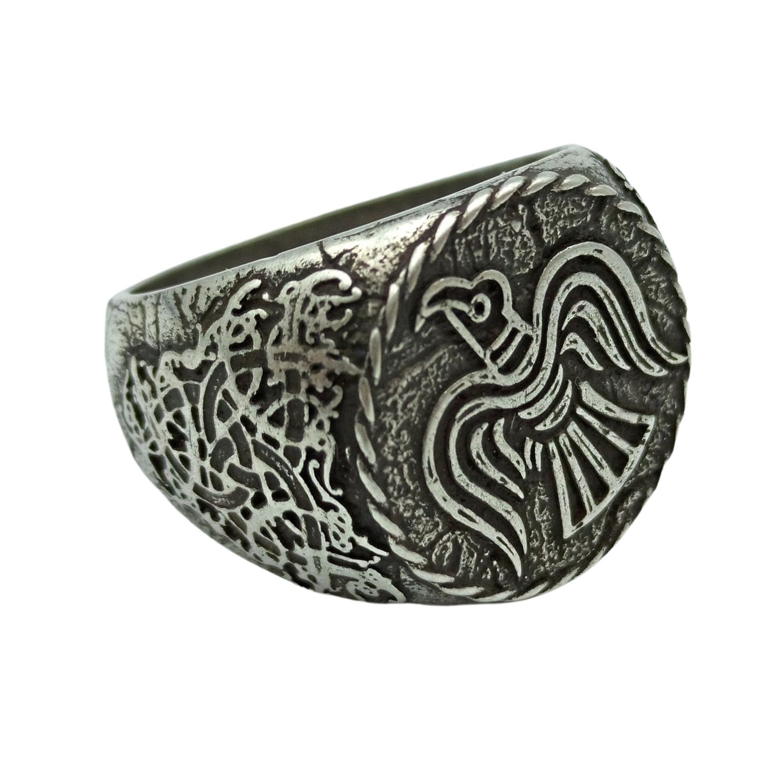 Raven Banner Ring Norse Signet Rings Viking Mens Jewelry - Etsy