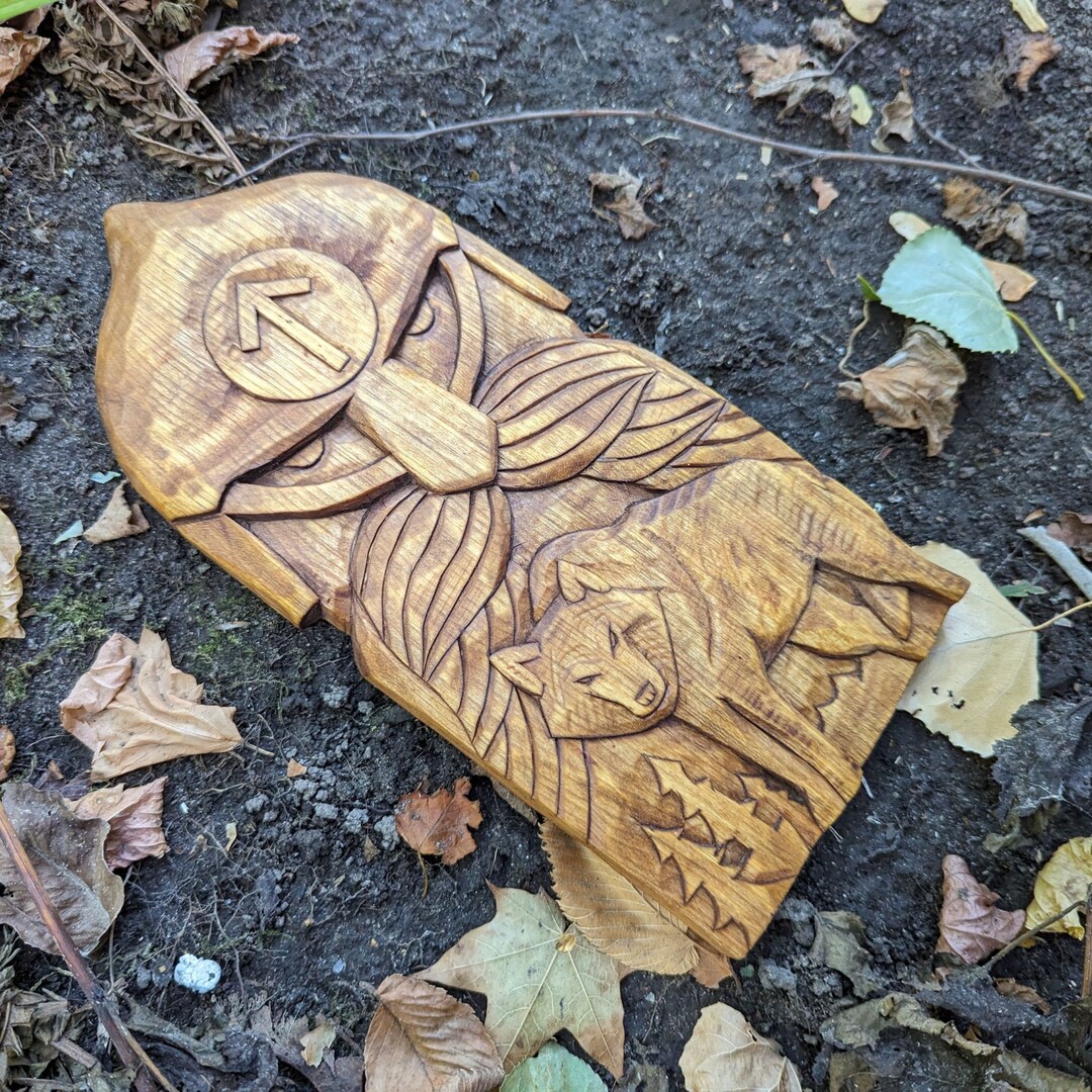 Tyr God Wood Wall Panel Norse Carving Viking Decor Nordic Art - Etsy
