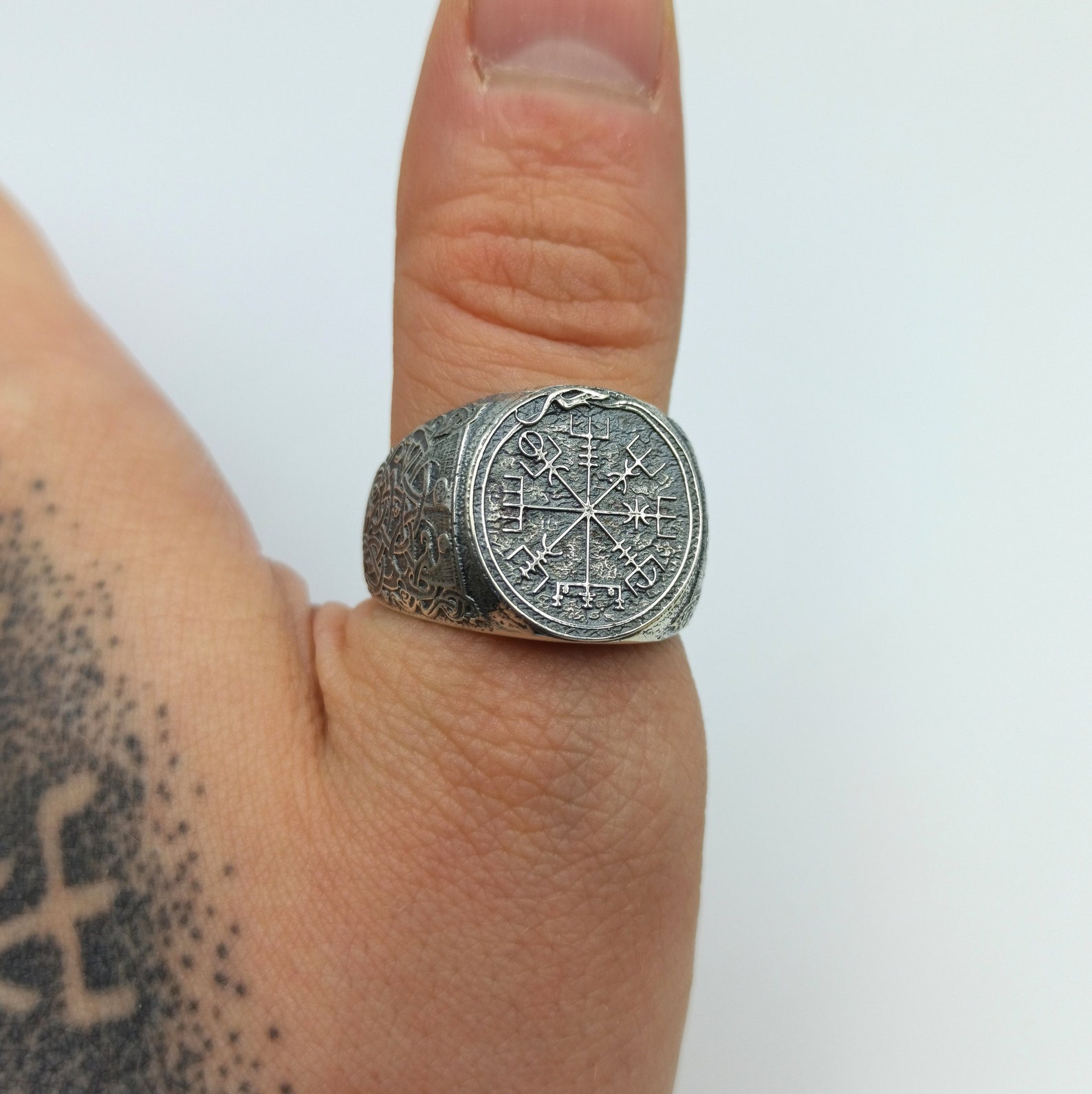 Viking Compass Ring Norse Jewelry Vegvisir Rune | Etsy