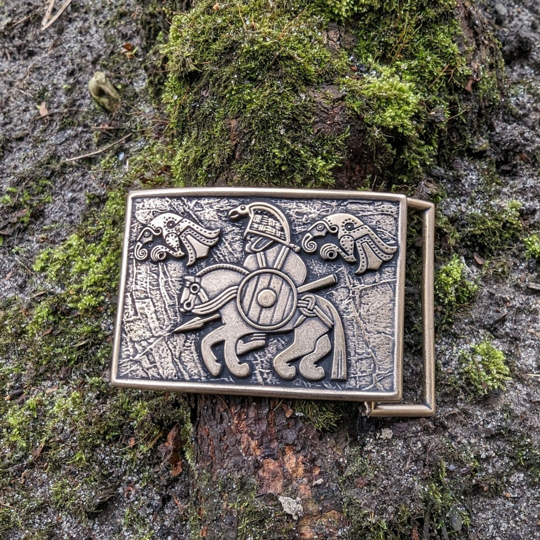 Viking Bronze Belt Buckle for Men Odin With Ravens Norse Pagan - Etsy