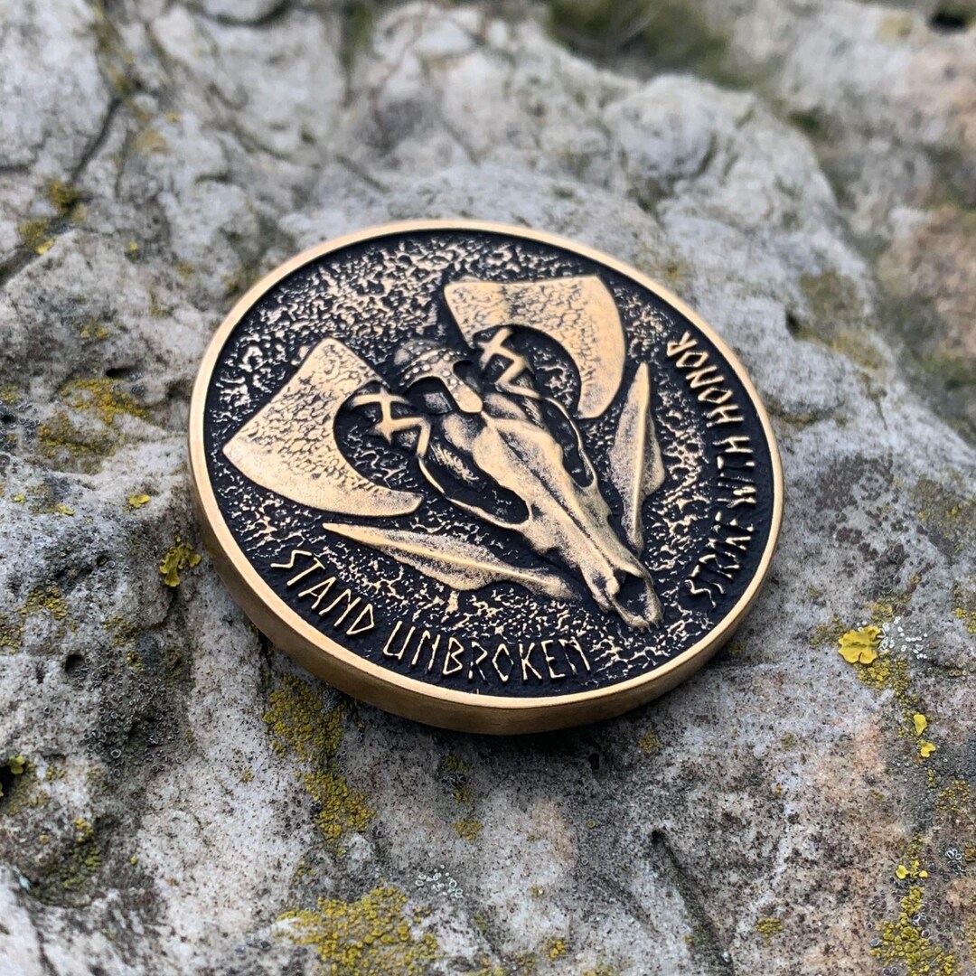 Fenrir Wolf Skull Coin Viking Gifts Challenge Coin Norse Gift EDC - Etsy