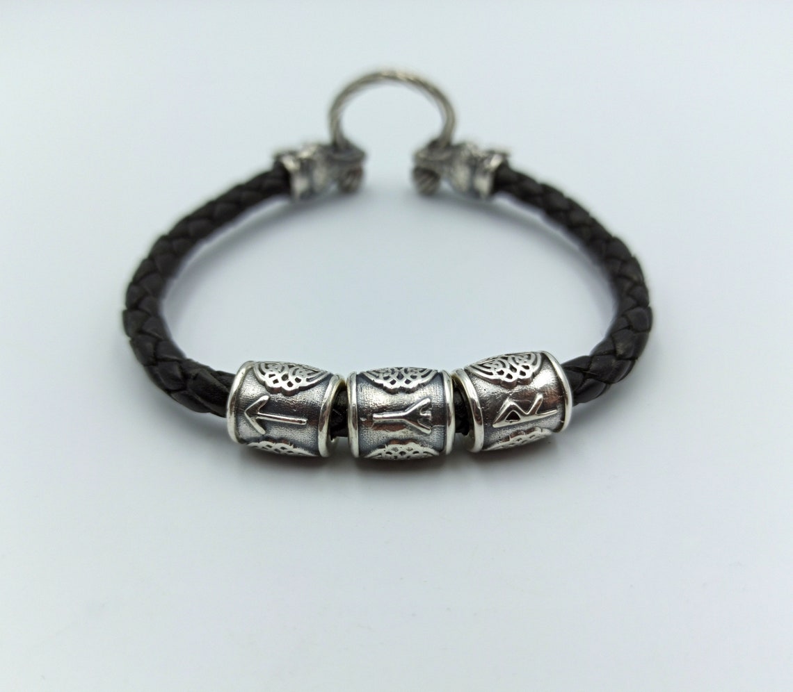 Tyr Rune Leather Wolf Bracelet Viking Jewelry - Etsy