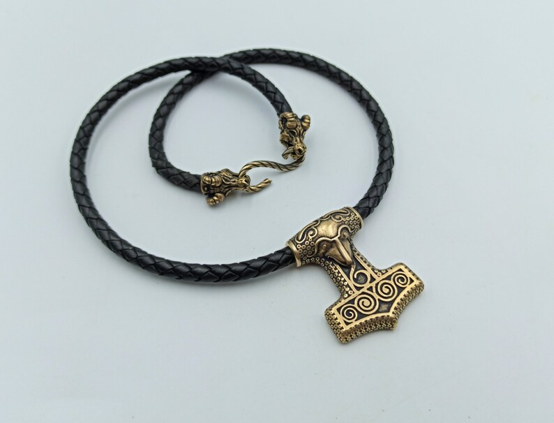 Bronze Mjolnir pendant Norse necklace Viking jewelry | Etsy