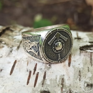 Nordic Signet Viking Shield Ring Tiwaz Rune Norse Pagan Jewelry - Etsy