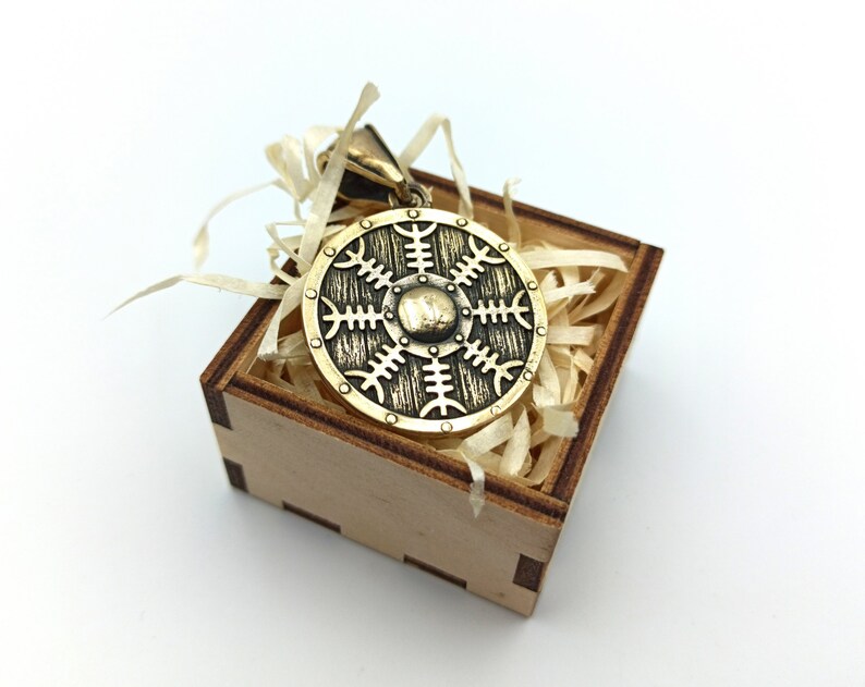 Viking Shield Helm of Awe Pendant Norse Necklace | Etsy