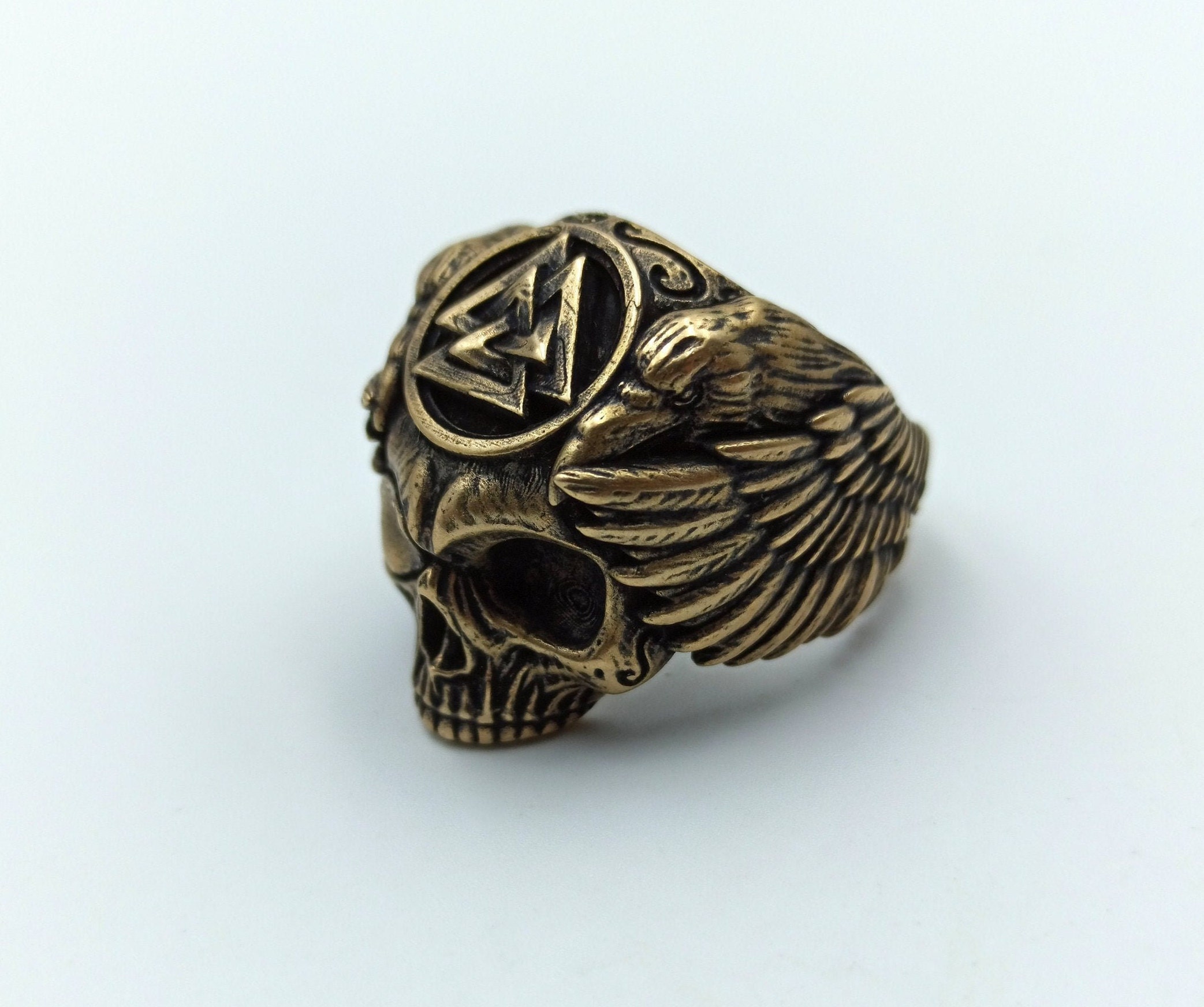 Odin Skull Ring Valknut Viking Norse Jewelry | Etsy