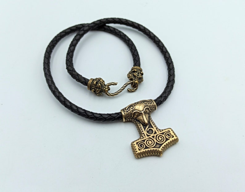 Bronze Mjolnir pendant Norse necklace Viking jewelry | Etsy