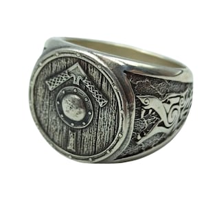 Nordic Signet Viking Shield Ring Tiwaz Rune Norse Pagan Jewelry - Etsy