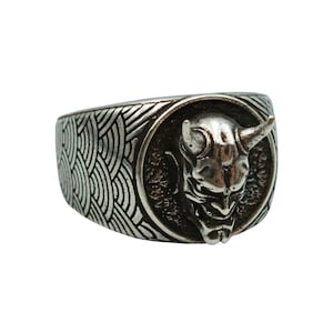 Oni Mask Demon Signet Ring Japanese Mythology Jewelry Men - Etsy