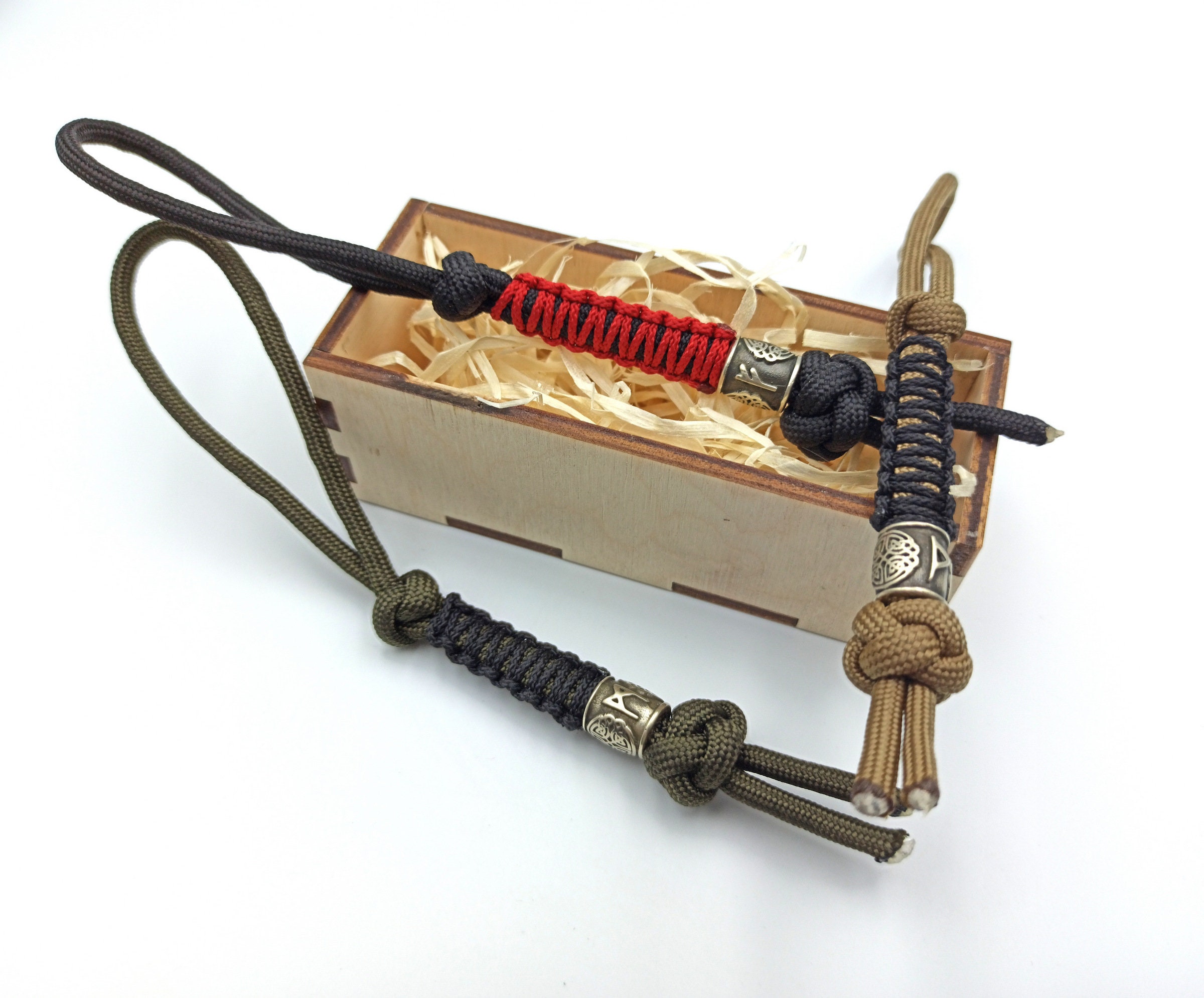 Paracord lanyard Futhark runes bead keychain | Etsy