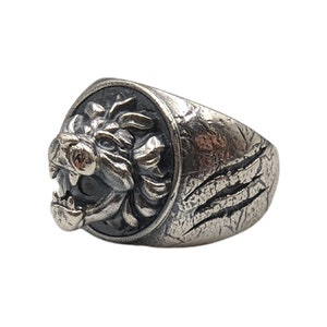 Roaring Lion Mens Signet Ring Leo Zodiac Gift Animal Jewelry - Etsy