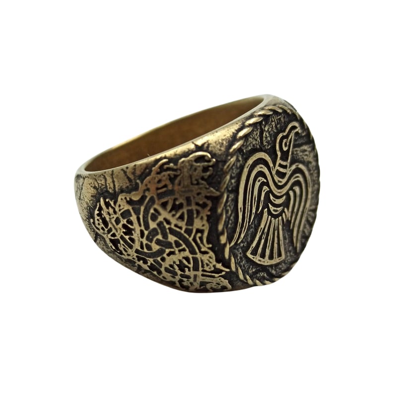Raven Banner Ring Norse Signet Rings Viking Mens Jewelry - Etsy