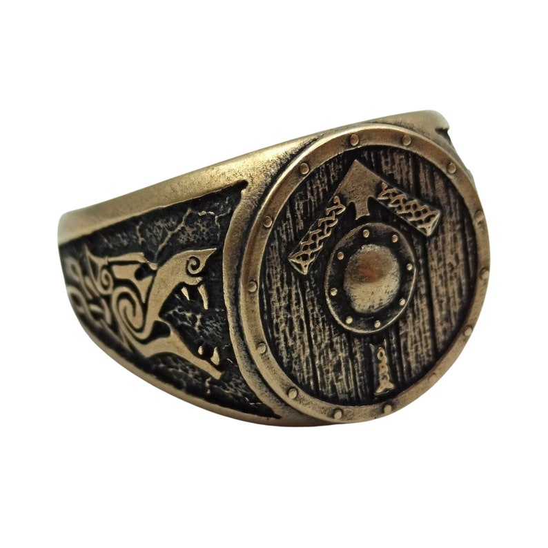 Nordic Signet Viking Shield Ring Tiwaz Rune Norse Pagan - Etsy