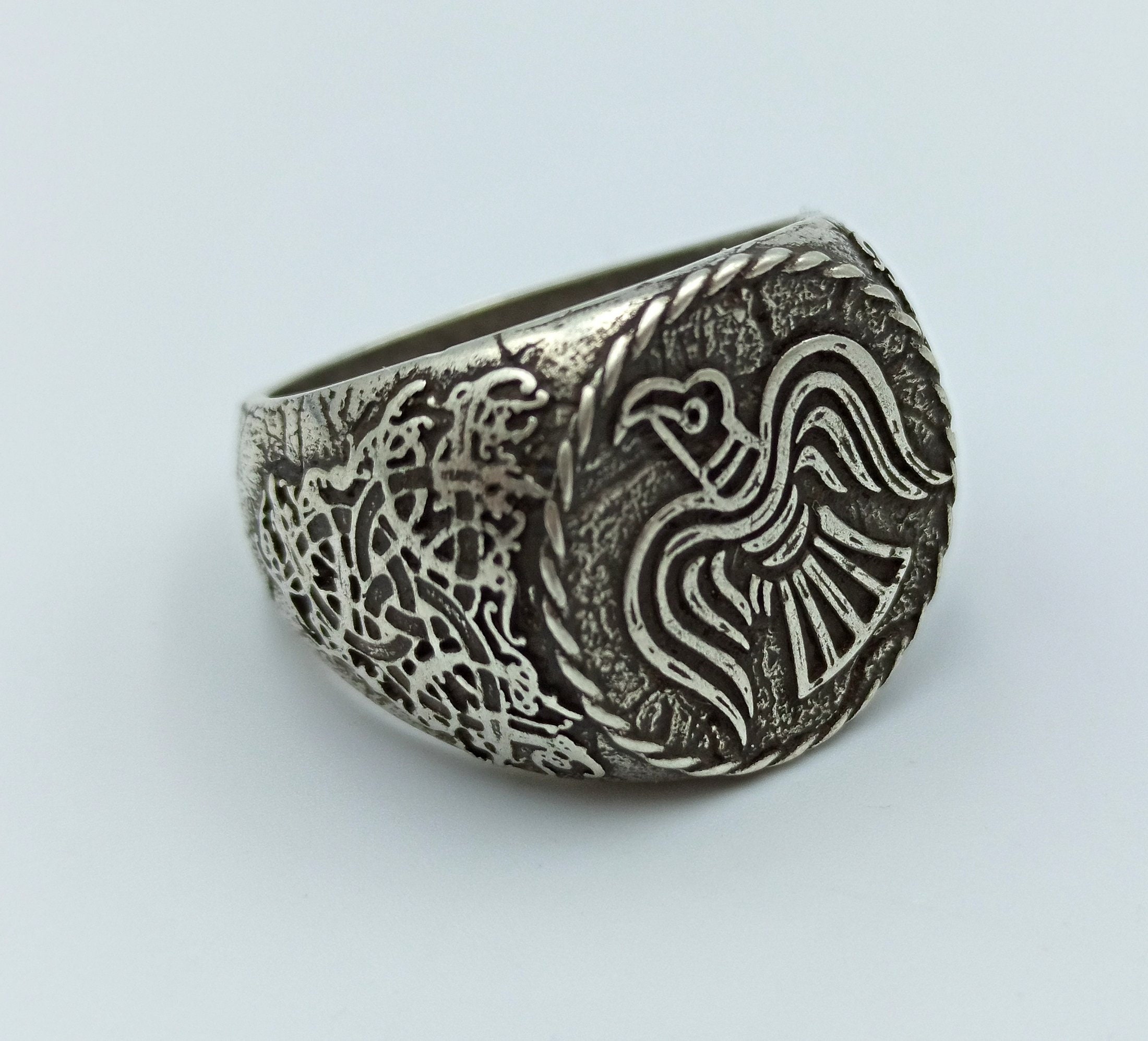 Raven banner ring Norse Signet rings Viking mens Jewelry | Etsy