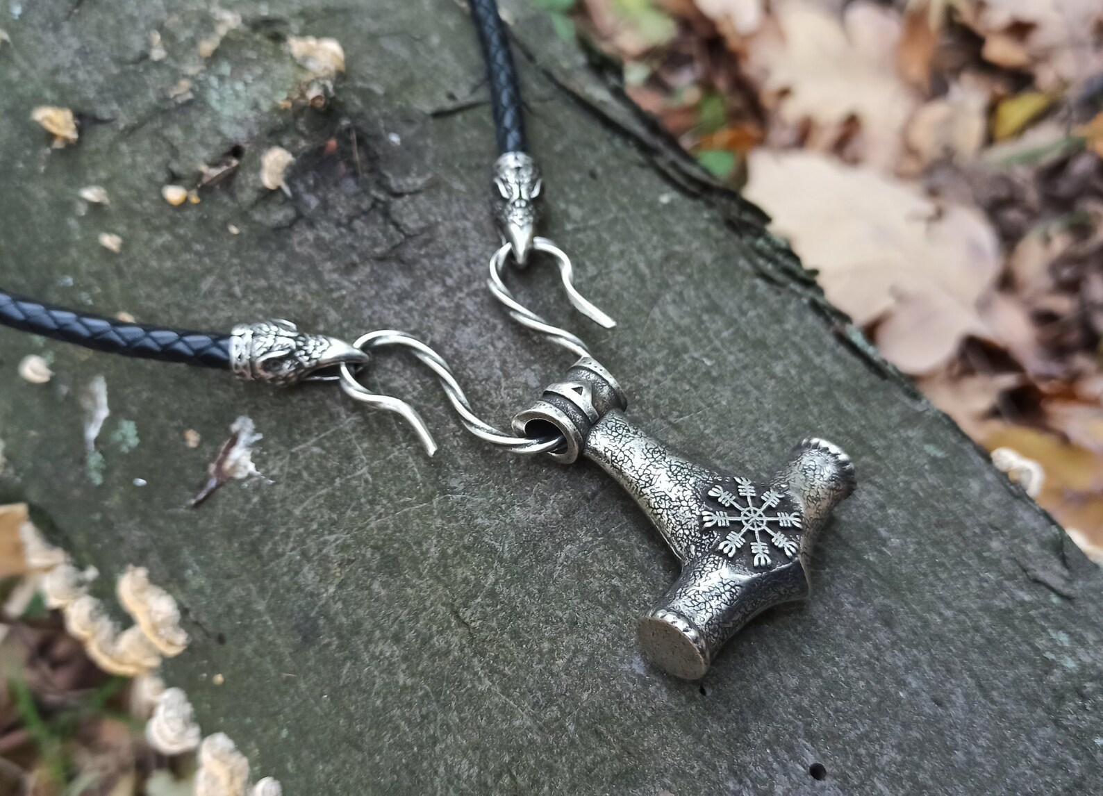 Mjolnir Rune Pendant Norse Raven Necklace Viking Jewelry - Etsy