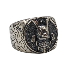 Samurai Helmet Mask Signet Ring Japanese Mythology Jewelry Men - Etsy