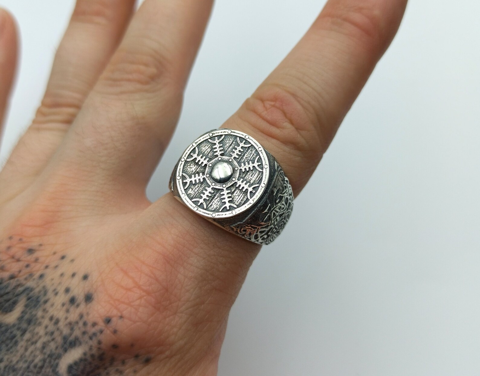 Aegishjalmur Norse Shield Ring Viking Jewelry | Etsy