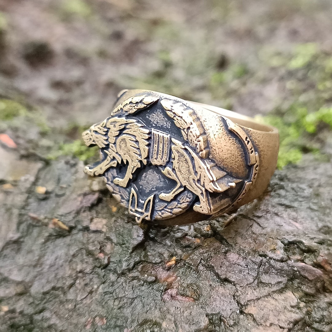 Ukrainian Army Wolf Ring Special Forces Mens Signet Rings Military ...