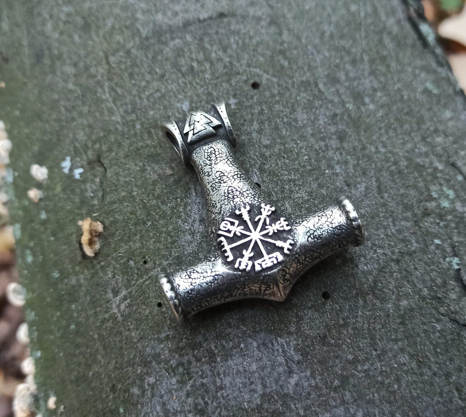 Mjolnir Rune Pendant Norse Raven Necklace Viking Jewelry - Etsy