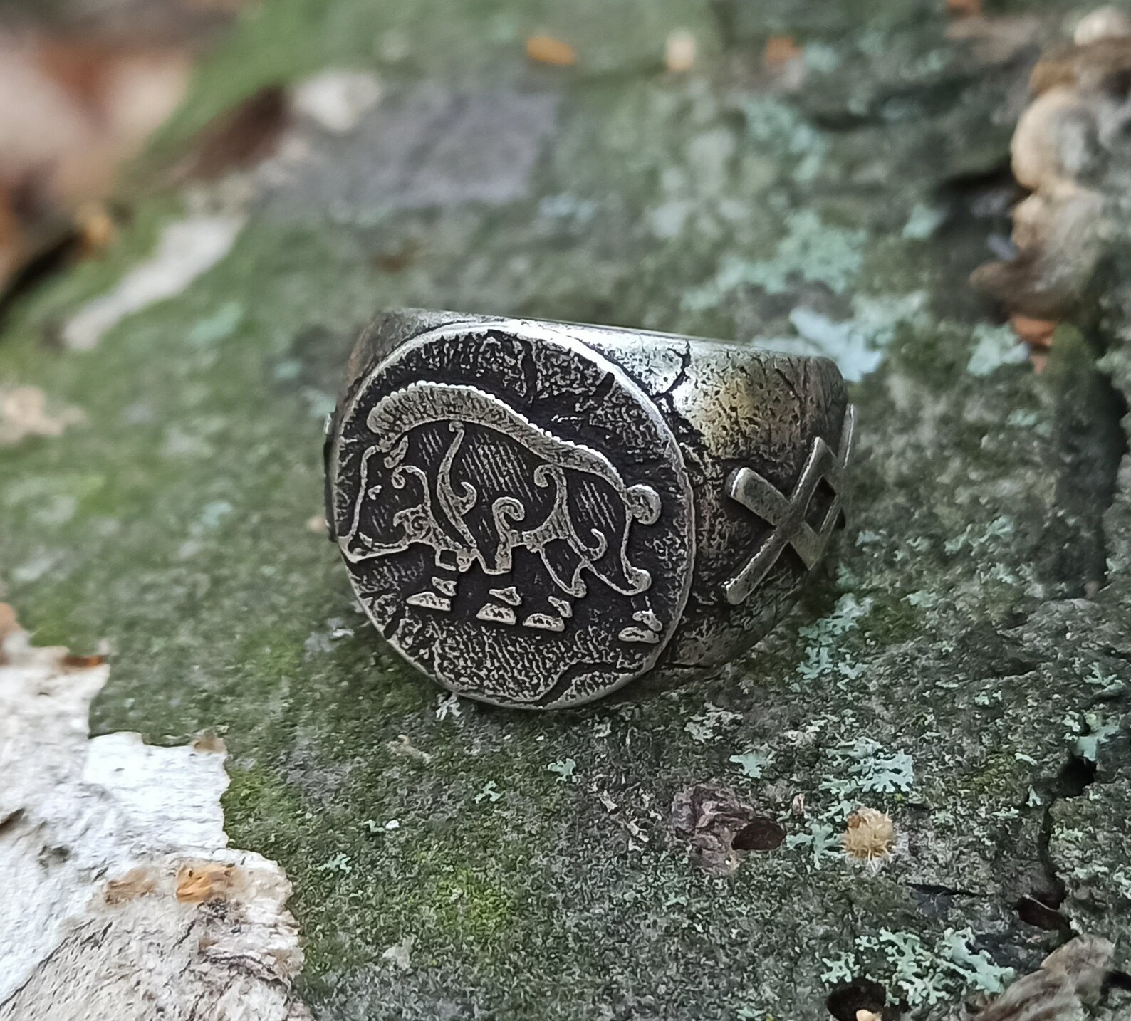 Freyr Boar Norse Ring Viking Jewelry Ingwaz Rune - Etsy