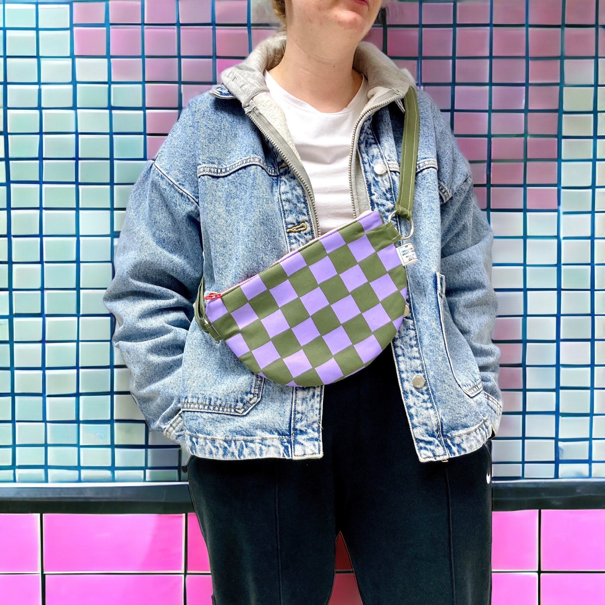 Crossbody Bag, Half Moon Crossbody Bag, Screen Printed Bum Bag ...