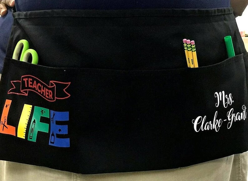 Customized Teacher Waist Apron with pockets. Teacher Life or | Etsy