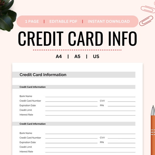 Credit Card Log - Etsy
