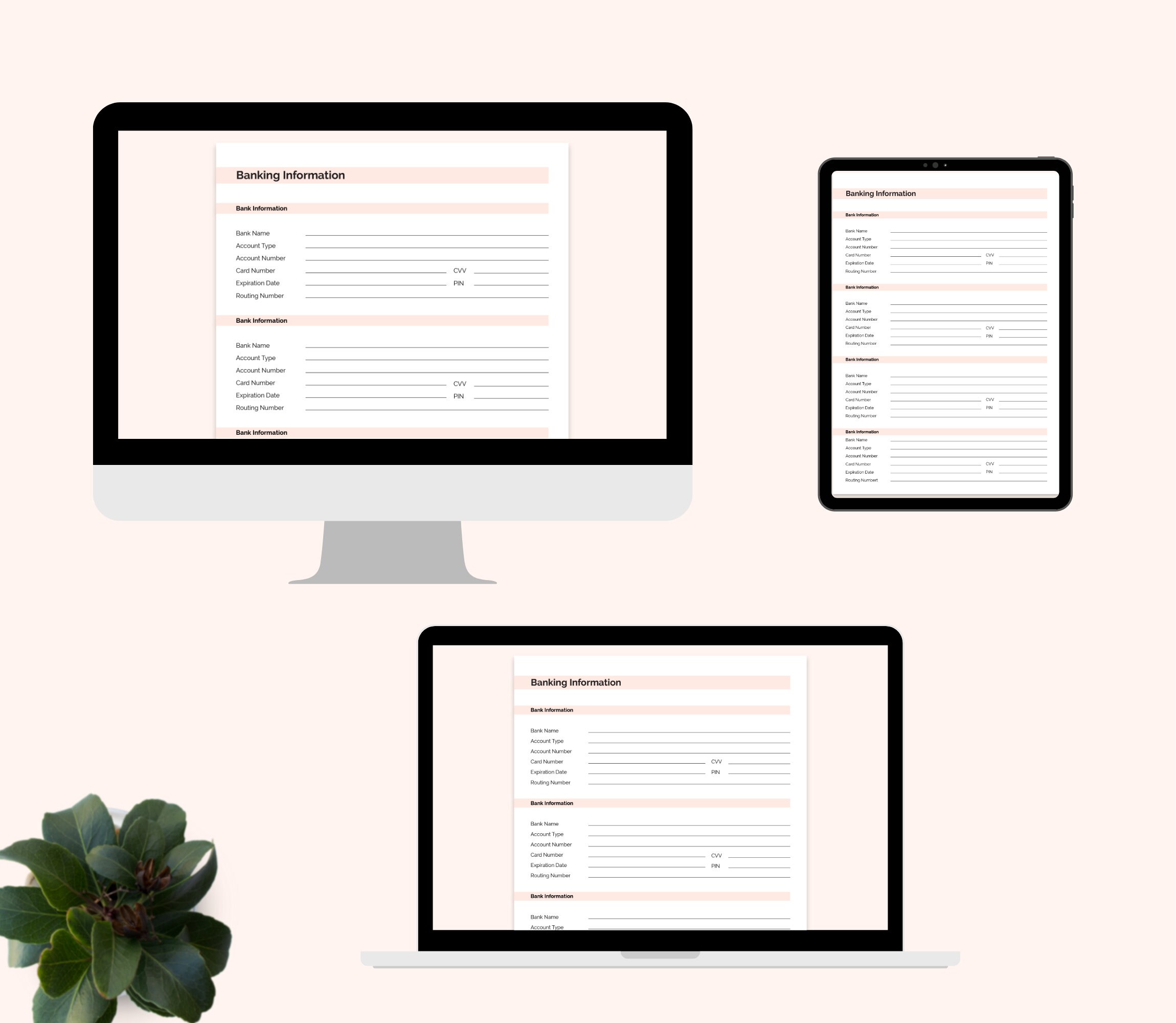 Fillable Bank Account Information Tracker Printable Bank - Etsy