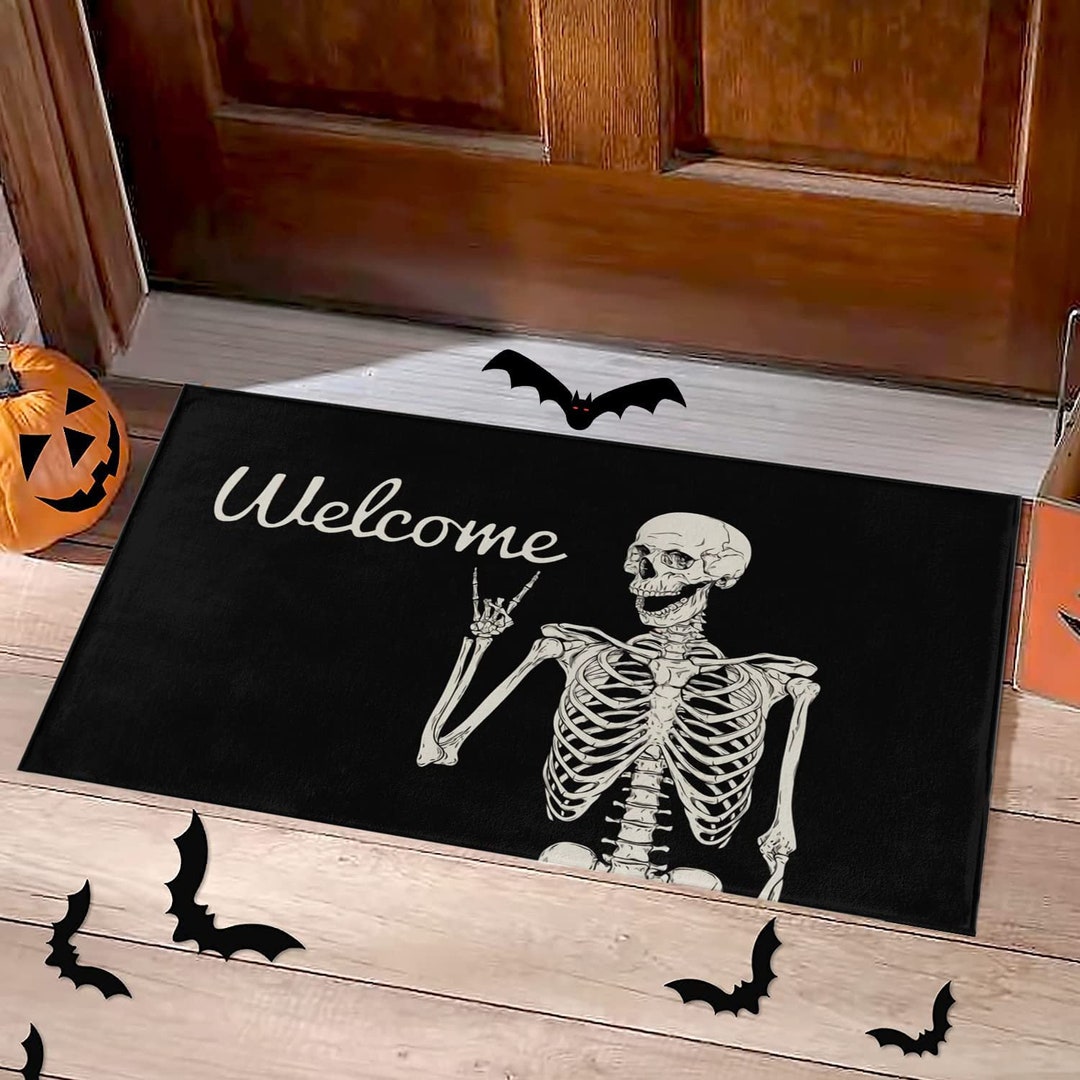 Skull Doormat Funny Halloween Skeleton Peace Sign Halloween - Etsy