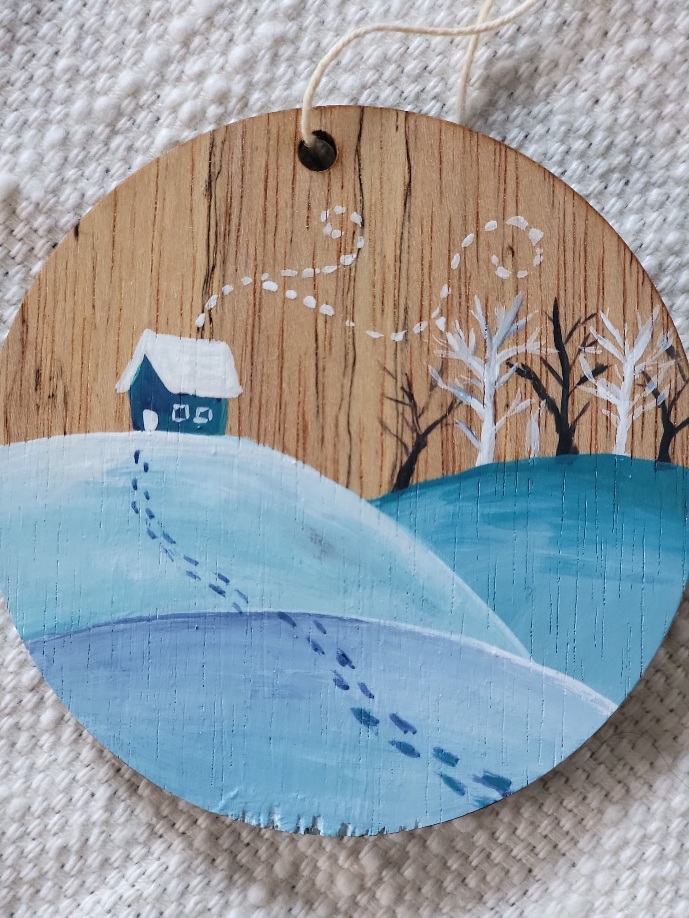Blue Christmas // 3.5 Inch // Wooden Christmas Ornament // - Etsy