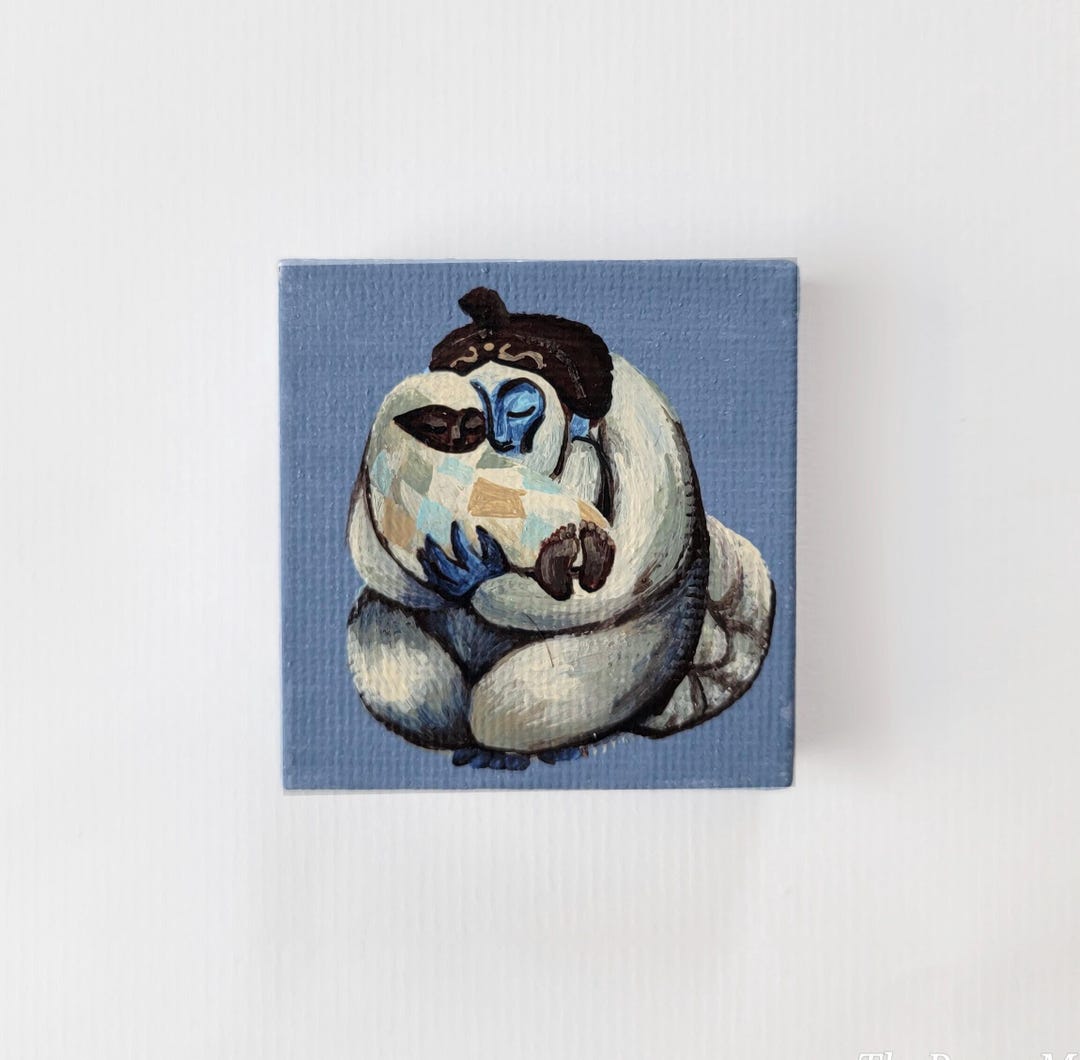 Yeti Painting, 2x2 Mini Painting, Videogame Inspired Art, Gamer Girl ...