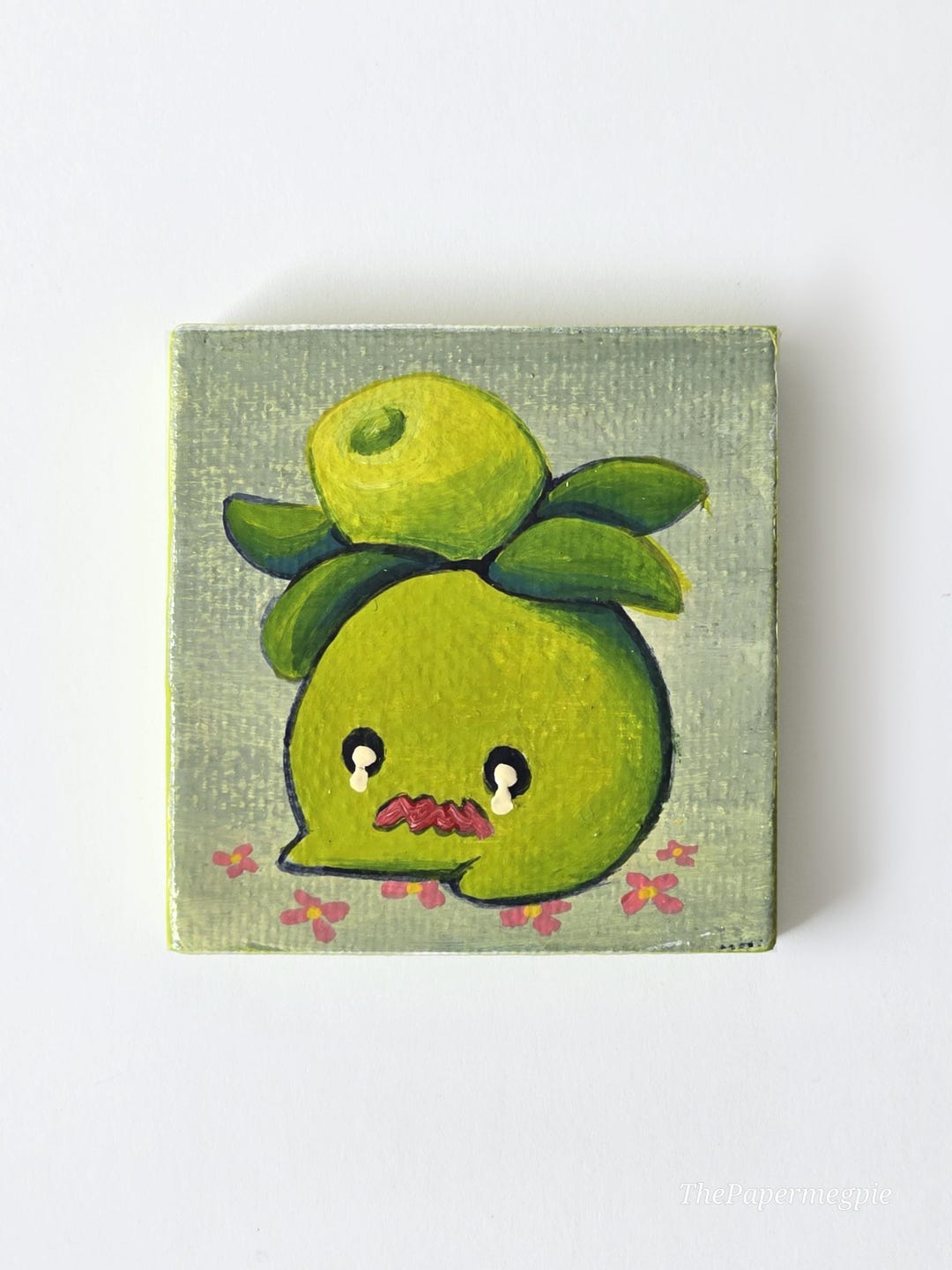 Olive Video Game Painting, 2x2 Mini Painting, Green Leaf Type, Lime ...