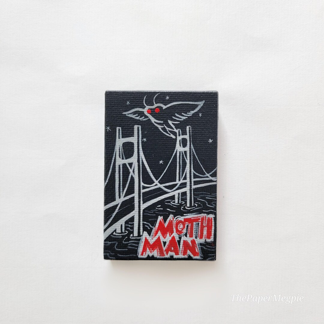 Mothman Acrylic Painting: Handmade Cryptid Fridge Magnet (2x3 In) - Etsy