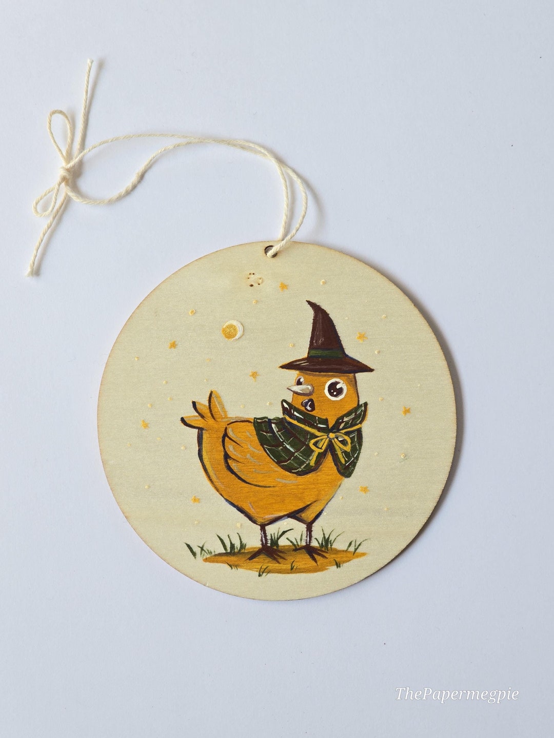 Wizard Chicken, 4 Inch Ornament, Hand Painted Fall Wooden Ornament ...