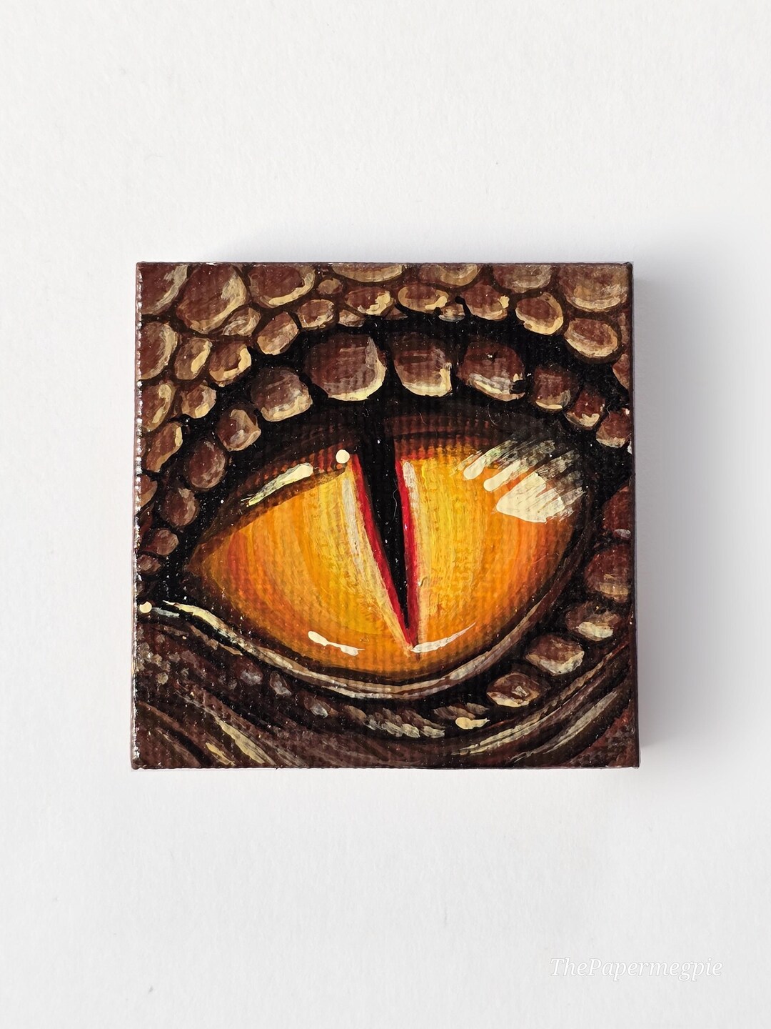 Golden Dragon Eye, 2x2 Mini Painting, Gamer Girl Gift Idea, Nerd Gift ...