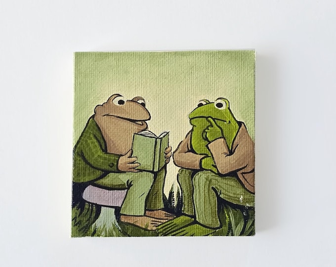 Frog and Toad Painting, 3x3 Mini Painted Canvas, Children’s Book ...