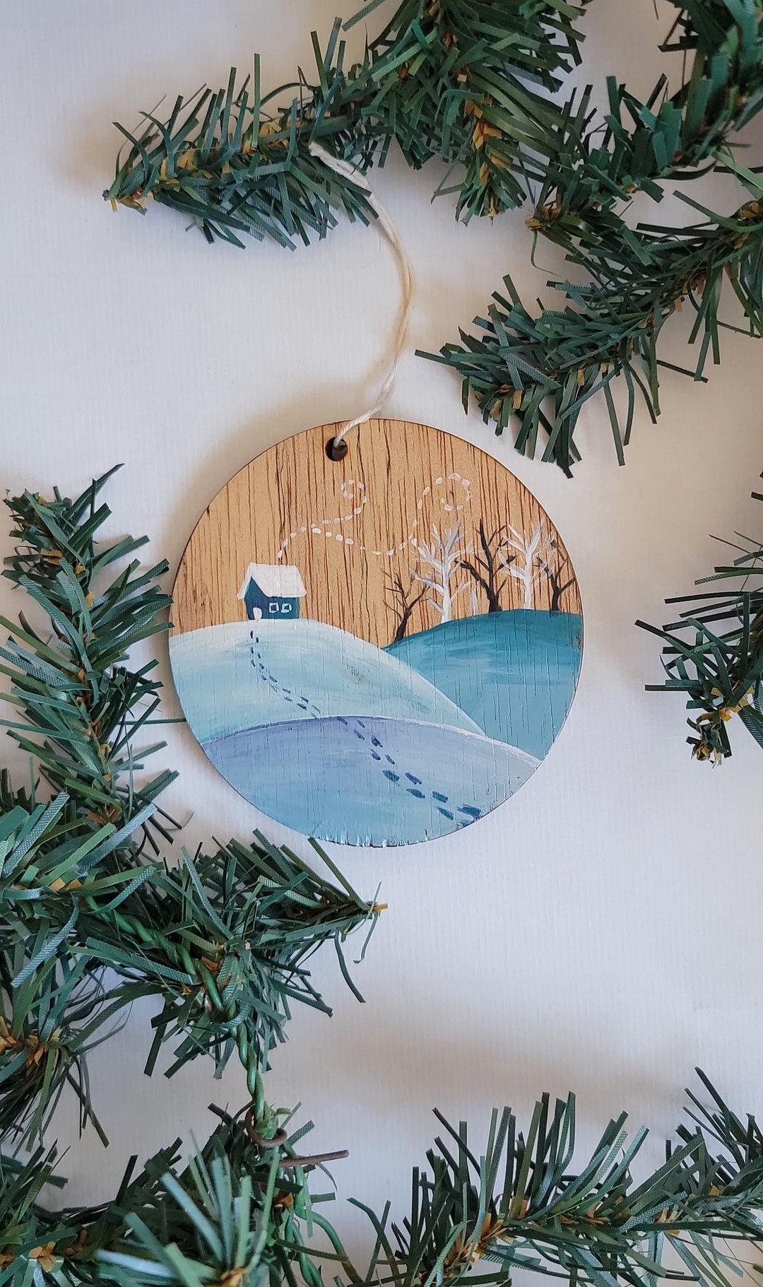 Blue Christmas // 3.5 Inch // Wooden Christmas Ornament // - Etsy