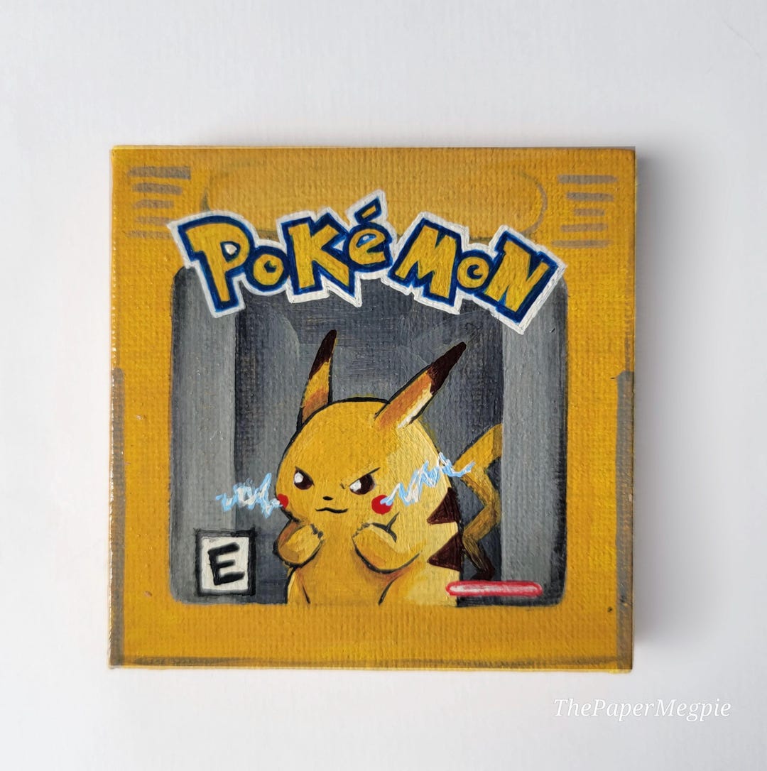 Videogame Inspired Art, 3x3 Mini Painting, Yellow Game Boy Game Artwork ...