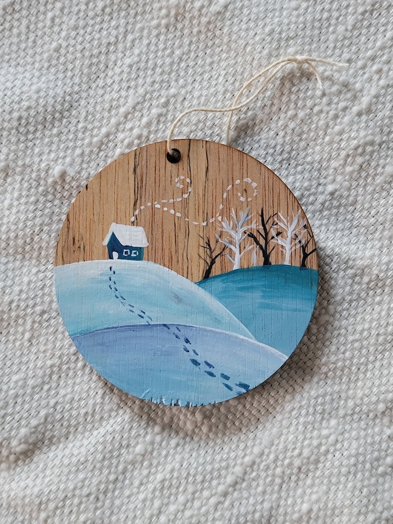 Blue Christmas // 3.5 Inch // Wooden Christmas Ornament // - Etsy