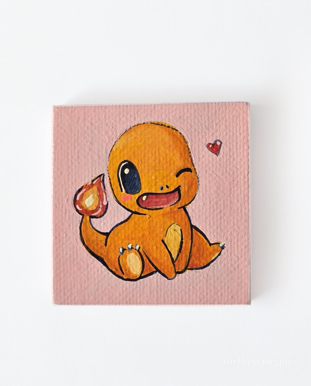 Orange Videogame Character, 2x2 Mini Painting, Videogame Inspired Art ...