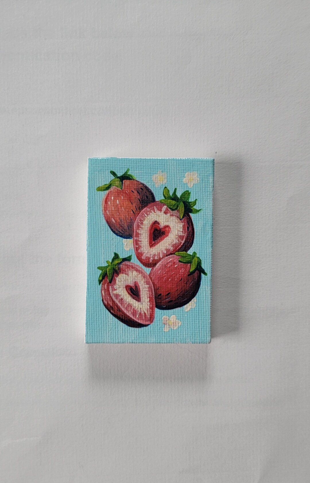 Strawberry Painting, 2x3 Mini Painting, Cute Fruit Painting, Gift Idea ...