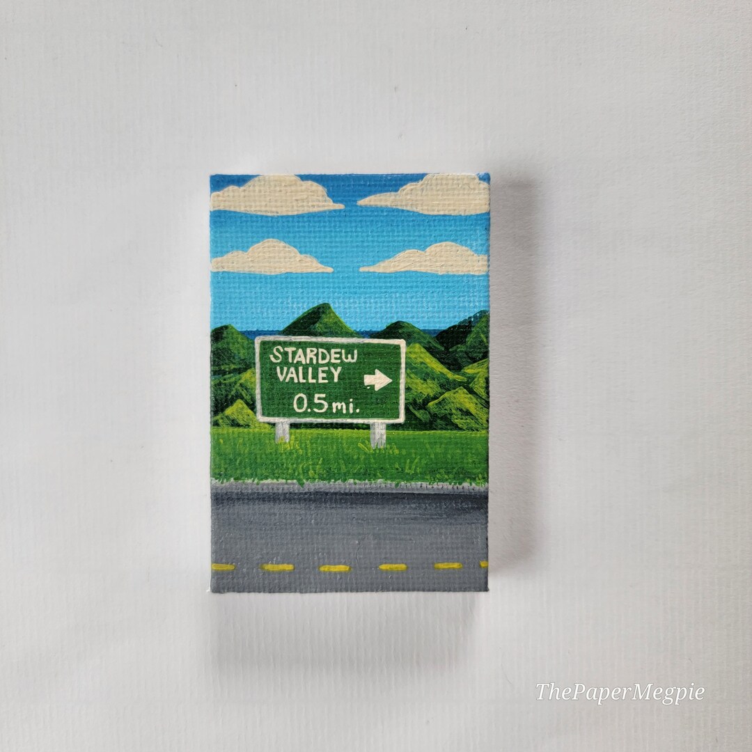 Star Drop Painting, 2x3 Mini Painting, Green Junimo Artwork, Farm Life ...
