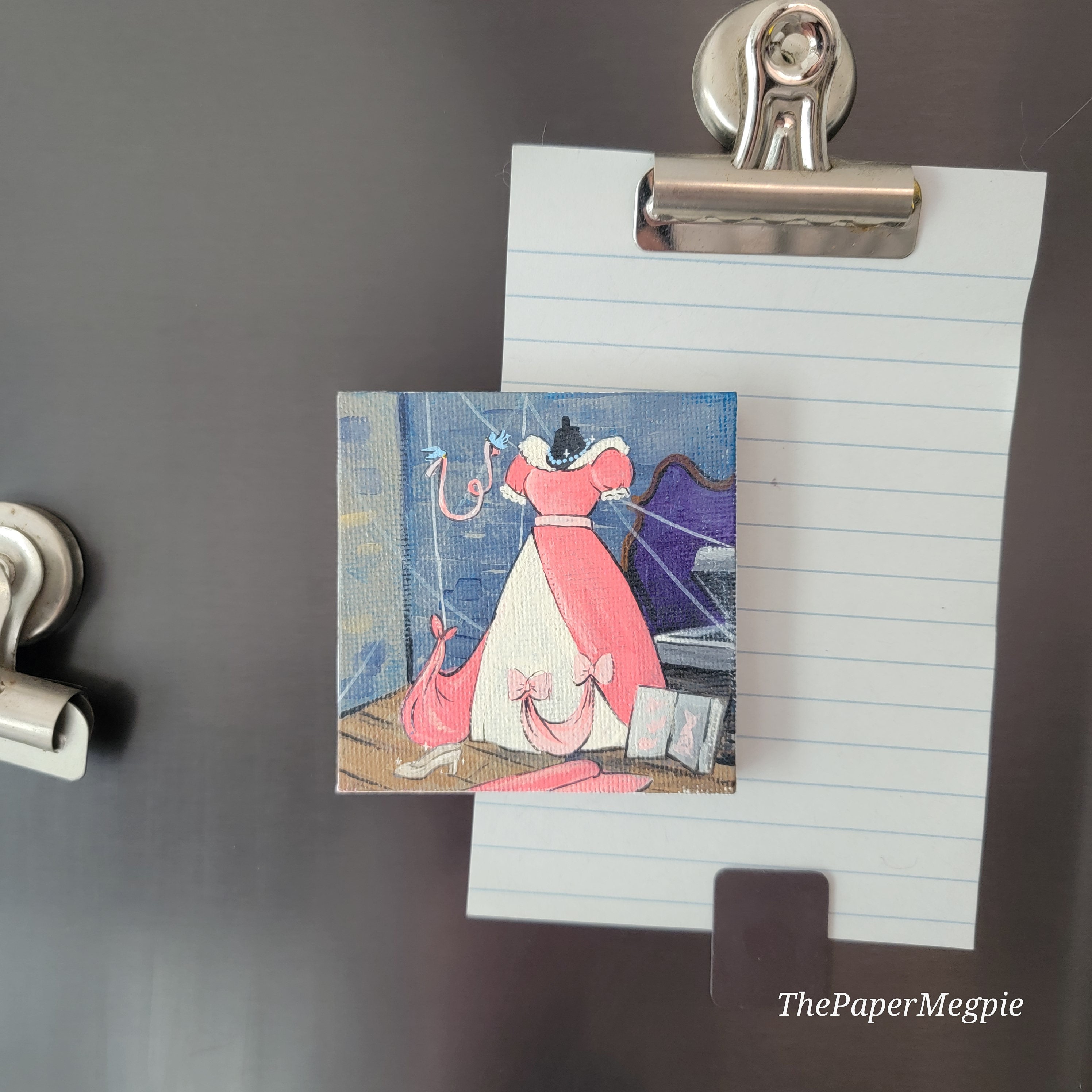 Cinderella Painting, 3x3 Mini Painting, Hand Painted Artwork, Princess ...