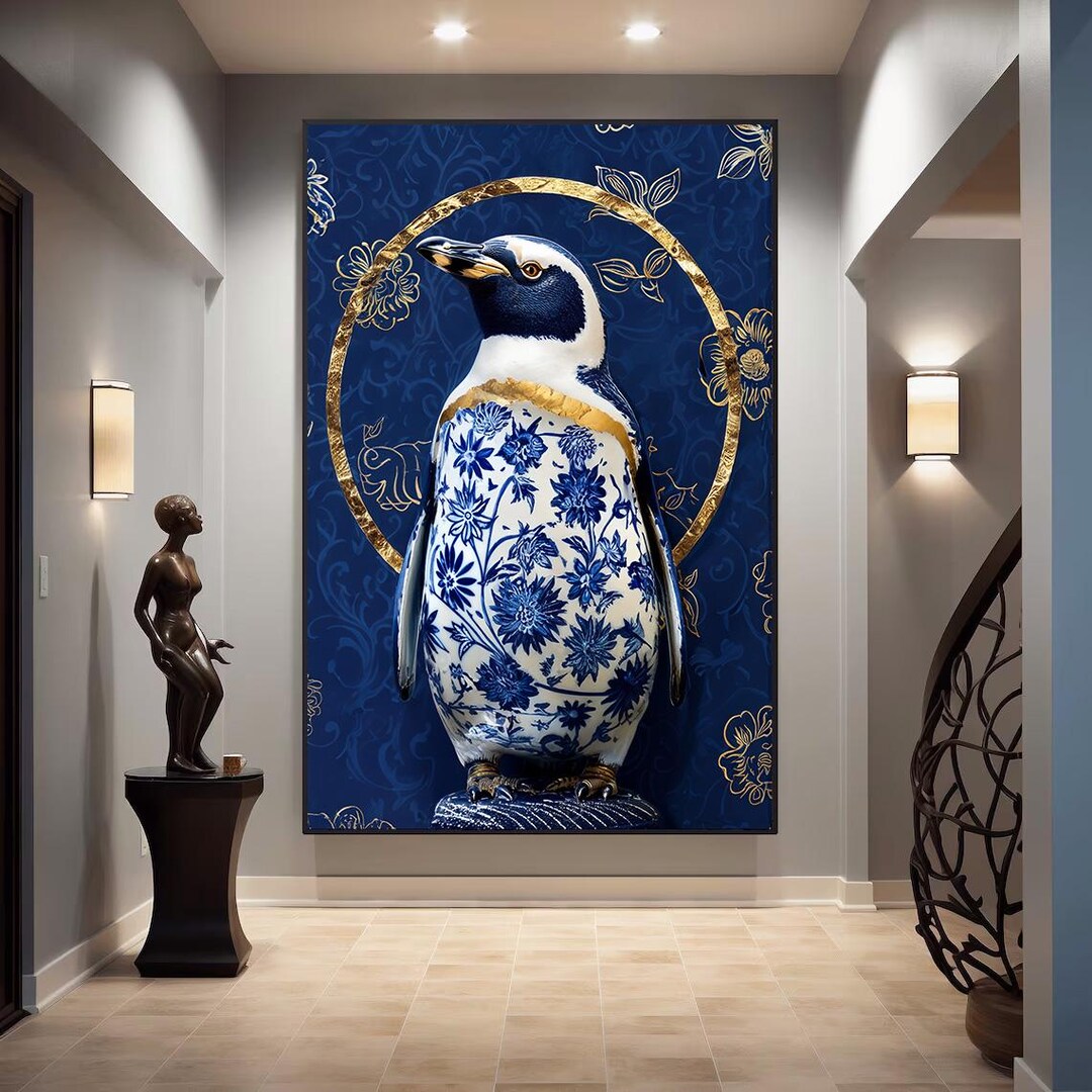 Penguin Abstract Art Framed Poster, Penguin Wall Art, Penguin, Abstract ...